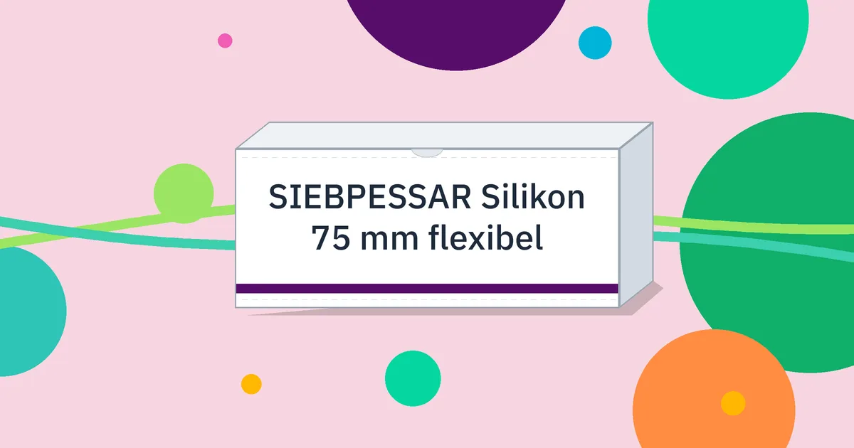 Symbolbild: Packung mit der Aufschrift SIEBPESSAR Silikon 75 mm flexibel (PZN 03375315) – Verfügbarkeit und Bezug in Apotheken in Frankfurt am Main