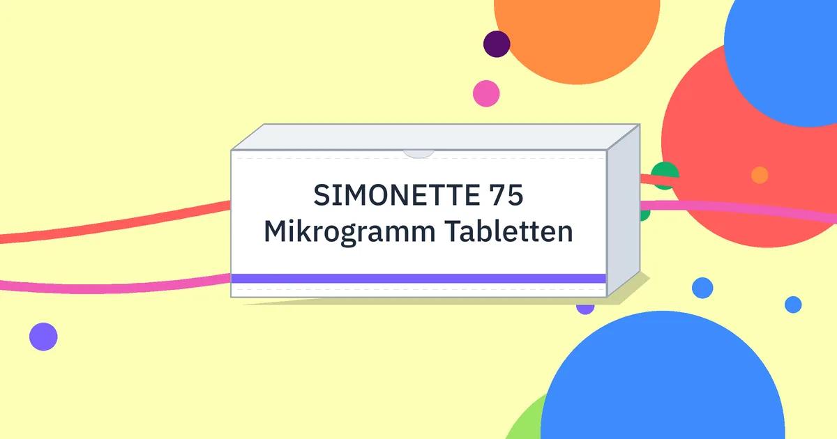 Symbolbild: Packung mit der Aufschrift SIMONETTE 75 Mikrogramm Tabletten (PZN 14241842) – Verfügbarkeit und Bezug in Apotheken in Frankfurt am Main
