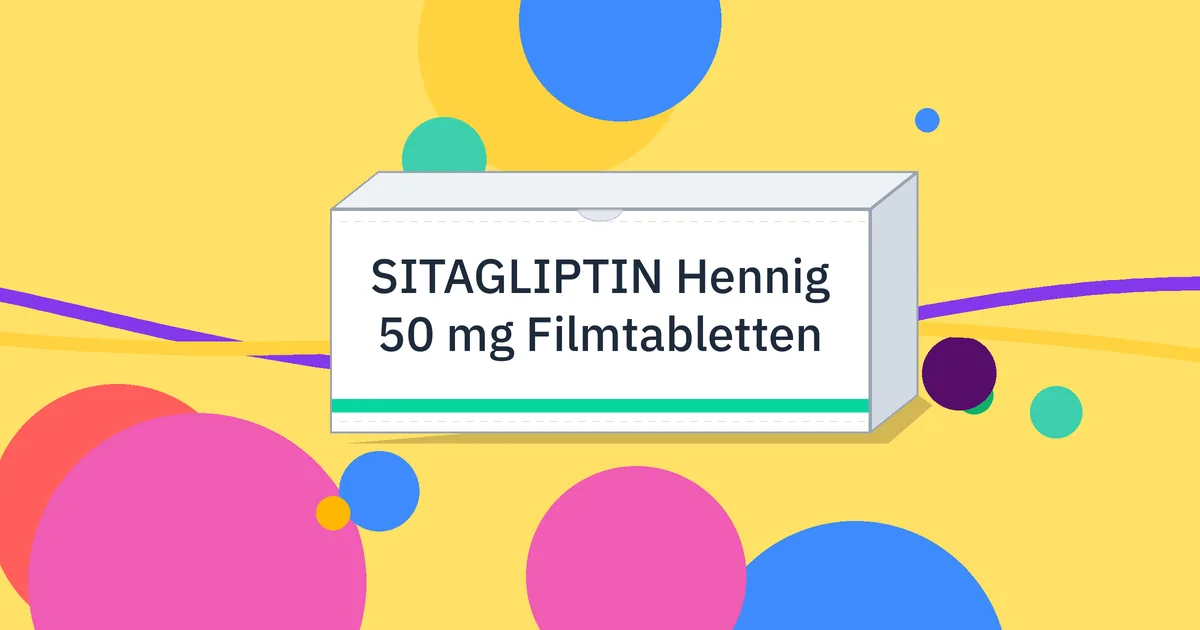Symbolbild: Packung mit der Aufschrift SITAGLIPTIN Hennig 50 mg Filmtabletten (PZN 17858448) – Verfügbarkeit und Bezug in Apotheken in Frankfurt am Main