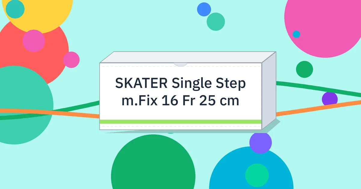 Symbolbild: Packung mit der Aufschrift SKATER Single Step m.Fix 16 Fr 25 cm (PZN 06770348) – Verfügbarkeit und Bezug in Apotheken in Frankfurt am Main