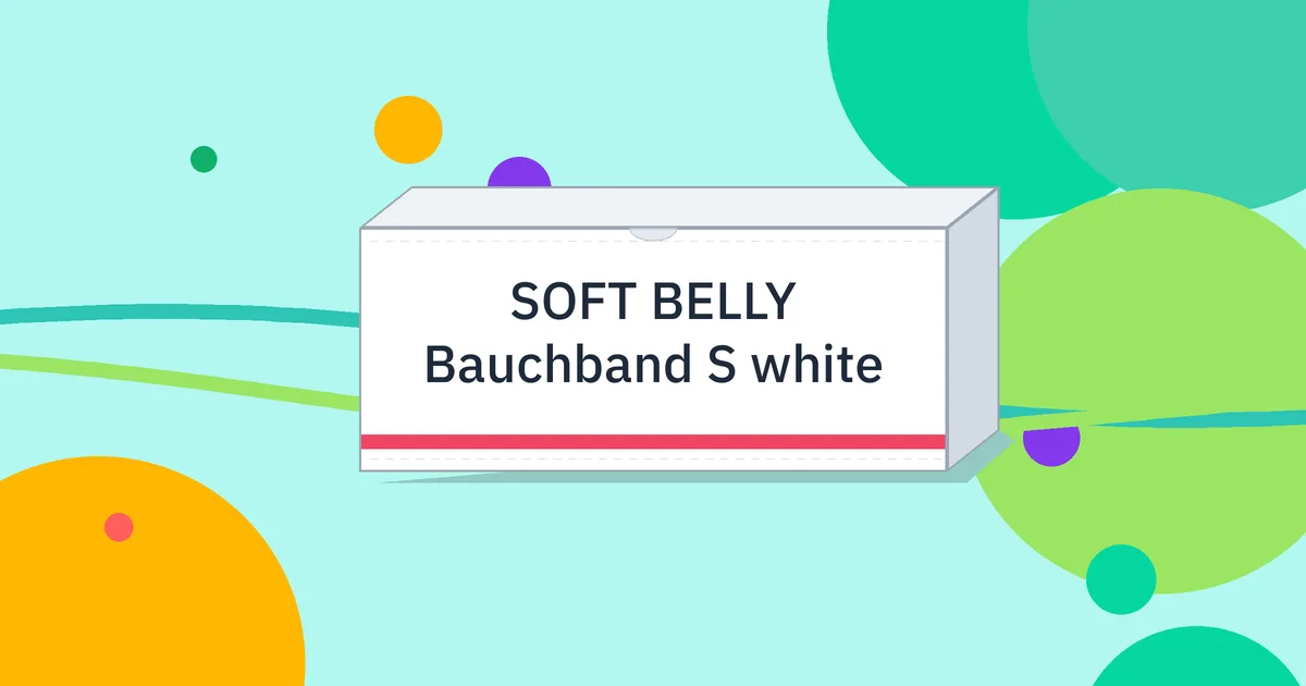 Symbolbild: Packung mit der Aufschrift SOFT BELLY Bauchband S white (PZN 18496993) – Verfügbarkeit und Bezug in Apotheken in Frankfurt am Main