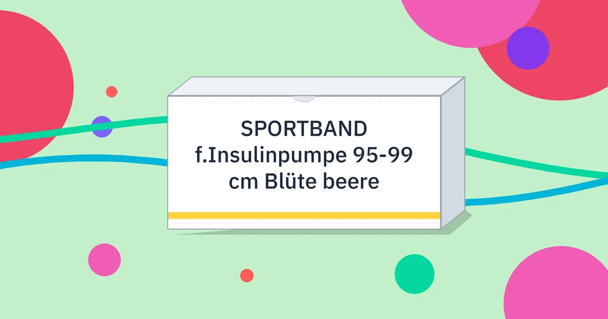Symbolbild: Packung mit der Aufschrift SPORTBAND f.Insulinpumpe 95-99 cm Blüte beere (PZN 13916924) – Verfügbarkeit und Bezug in Apotheken in Frankfurt am Main