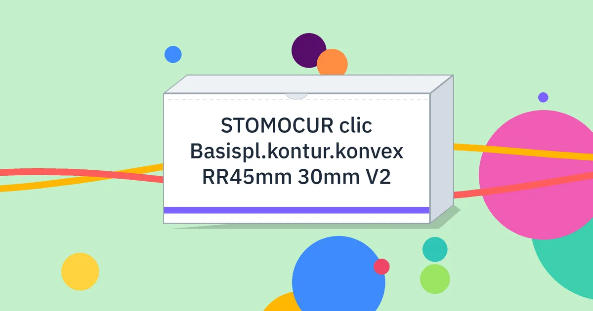 Symbolbild: Packung mit der Aufschrift STOMOCUR clic Basispl.kontur.konvex RR45mm 30mm V2 (PZN 18238848) – Verfügbarkeit und Bezug in Apotheken in Frankfurt am Main