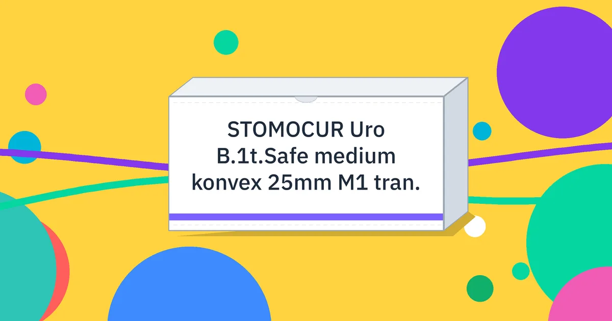 Symbolbild: Packung mit der Aufschrift STOMOCUR Uro B.1t.Safe medium konvex 25mm M1 tran. (PZN 17617489) – Verfügbarkeit und Bezug in Apotheken in Frankfurt am Main