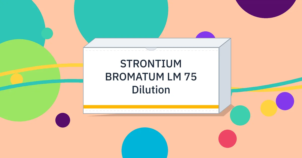 Symbolbild: Packung mit der Aufschrift STRONTIUM BROMATUM LM 75 Dilution (PZN 13203006) – Verfügbarkeit und Bezug in Apotheken in Frankfurt am Main
