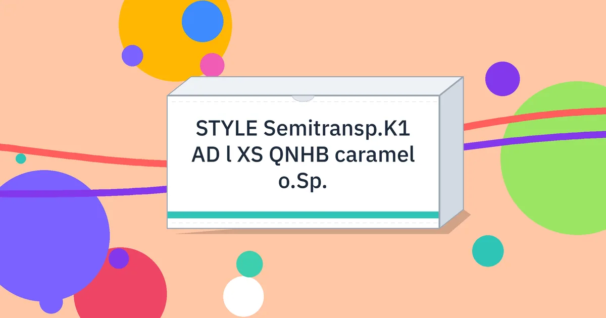 Symbolbild: Packung mit der Aufschrift STYLE Semitransp.K1 AD l XS QNHB caramel o.Sp. (PZN 18869307) – Verfügbarkeit und Bezug in Apotheken in Frankfurt am Main