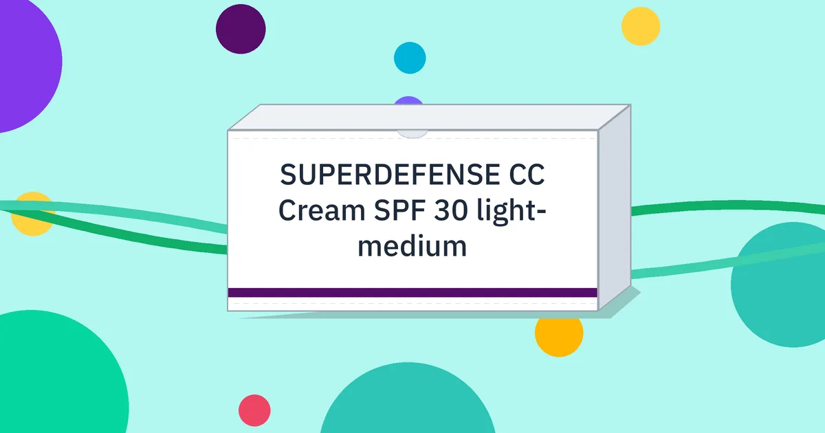 Symbolbild: Packung mit der Aufschrift SUPERDEFENSE CC Cream SPF 30 light-medium (PZN 18894268) – Verfügbarkeit und Bezug in Apotheken in Frankfurt am Main