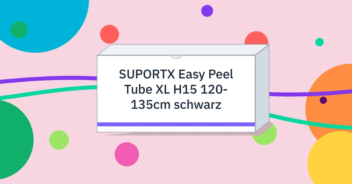 Symbolbild: Packung mit der Aufschrift SUPORTX Easy Peel Tube XL H15 120-135cm schwarz (PZN 09486642) – Verfügbarkeit und Bezug in Apotheken in Frankfurt am Main
