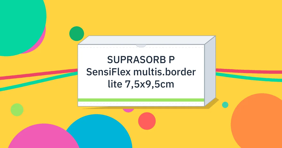 Symbolbild: Packung mit der Aufschrift SUPRASORB P SensiFlex multis.border lite 7,5x9,5cm (PZN 20087859) – Verfügbarkeit und Bezug in Apotheken in Frankfurt am Main