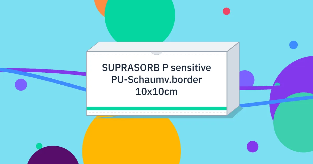 Symbolbild: Packung mit der Aufschrift SUPRASORB P sensitive PU-Schaumv.border 10x10cm (PZN 18223261) – Verfügbarkeit und Bezug in Apotheken in Frankfurt am Main