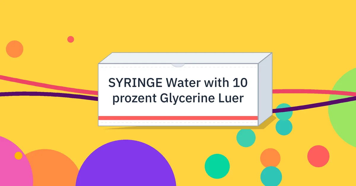Symbolbild: Packung mit der Aufschrift SYRINGE Water with 10 prozent Glycerine Luer (PZN 17984839) – Verfügbarkeit und Bezug in Apotheken in Frankfurt am Main