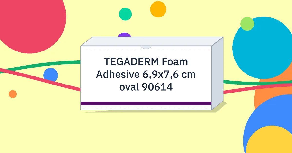 Symbolbild: Packung mit der Aufschrift TEGADERM Foam Adhesive 6,9x7,6 cm oval 90614 (PZN 16794663) – Verfügbarkeit und Bezug in Apotheken in Frankfurt am Main