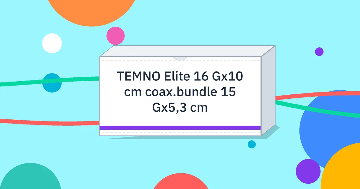 Symbolbild: Packung mit der Aufschrift TEMNO Elite 16 Gx10 cm coax.bundle 15 Gx5,3 cm (PZN 18765306) – Verfügbarkeit und Bezug in Apotheken in Frankfurt am Main