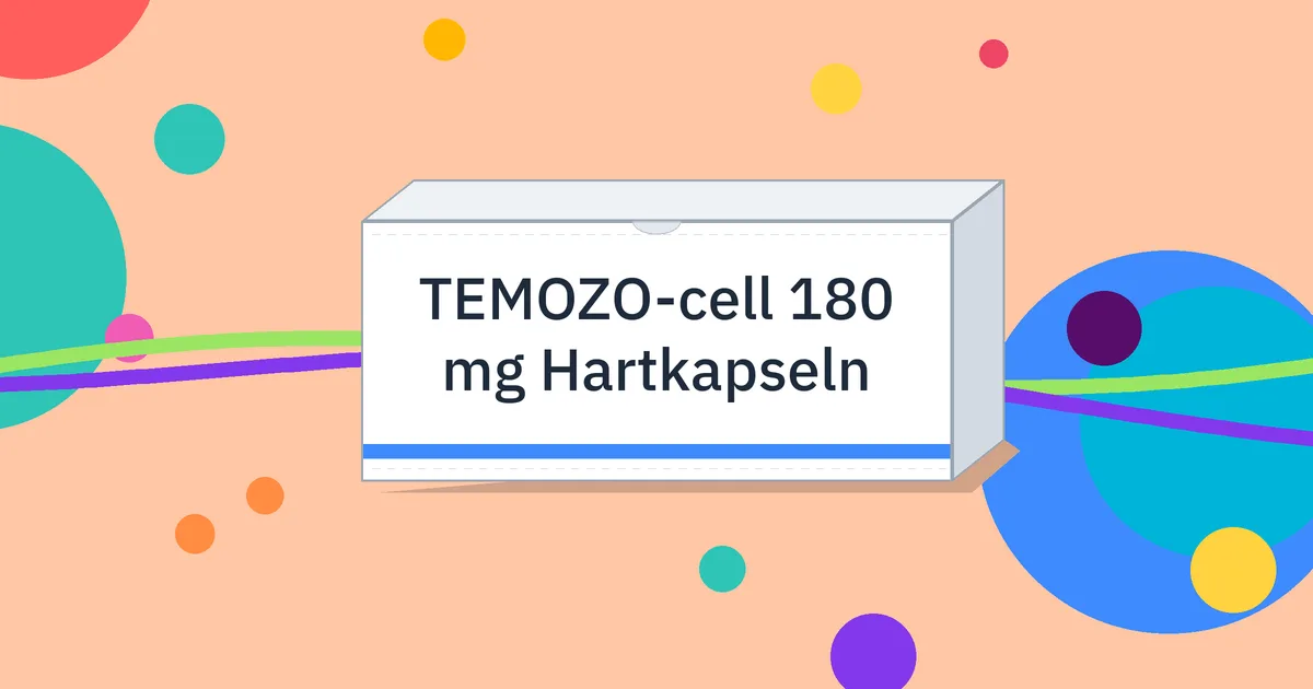 Symbolbild: Packung mit der Aufschrift TEMOZO-cell 180 mg Hartkapseln (PZN 18131257) – Verfügbarkeit und Bezug in Apotheken in Frankfurt am Main