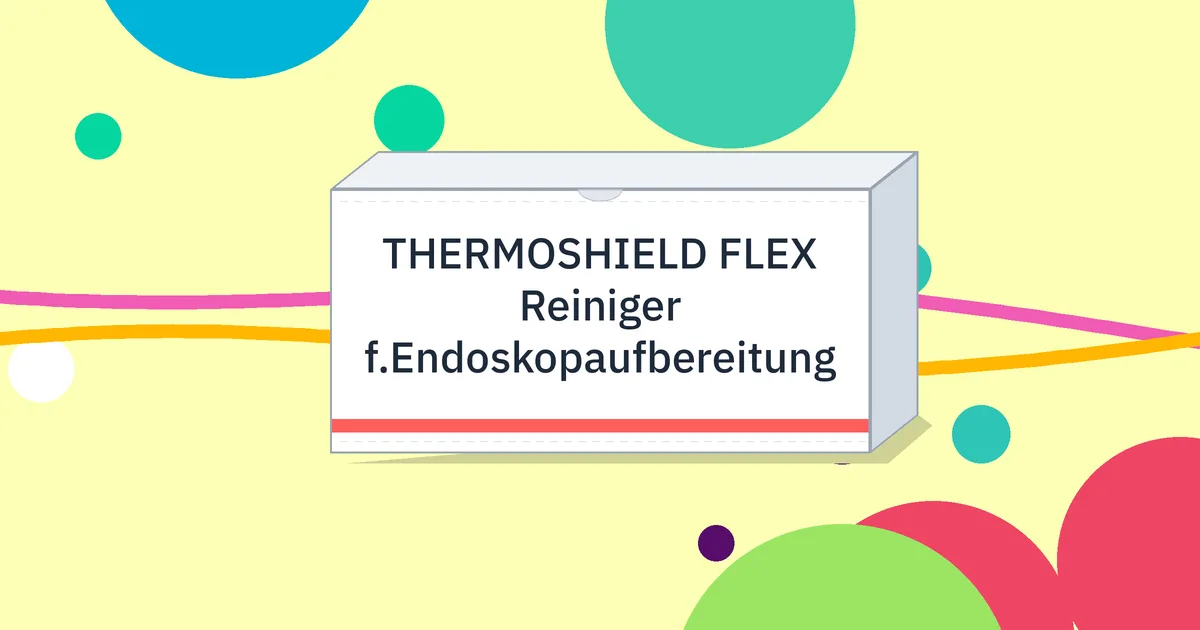 Symbolbild: Packung mit der Aufschrift THERMOSHIELD FLEX Reiniger f.Endoskopaufbereitung (PZN 19107717) – Verfügbarkeit und Bezug in Apotheken in Frankfurt am Main