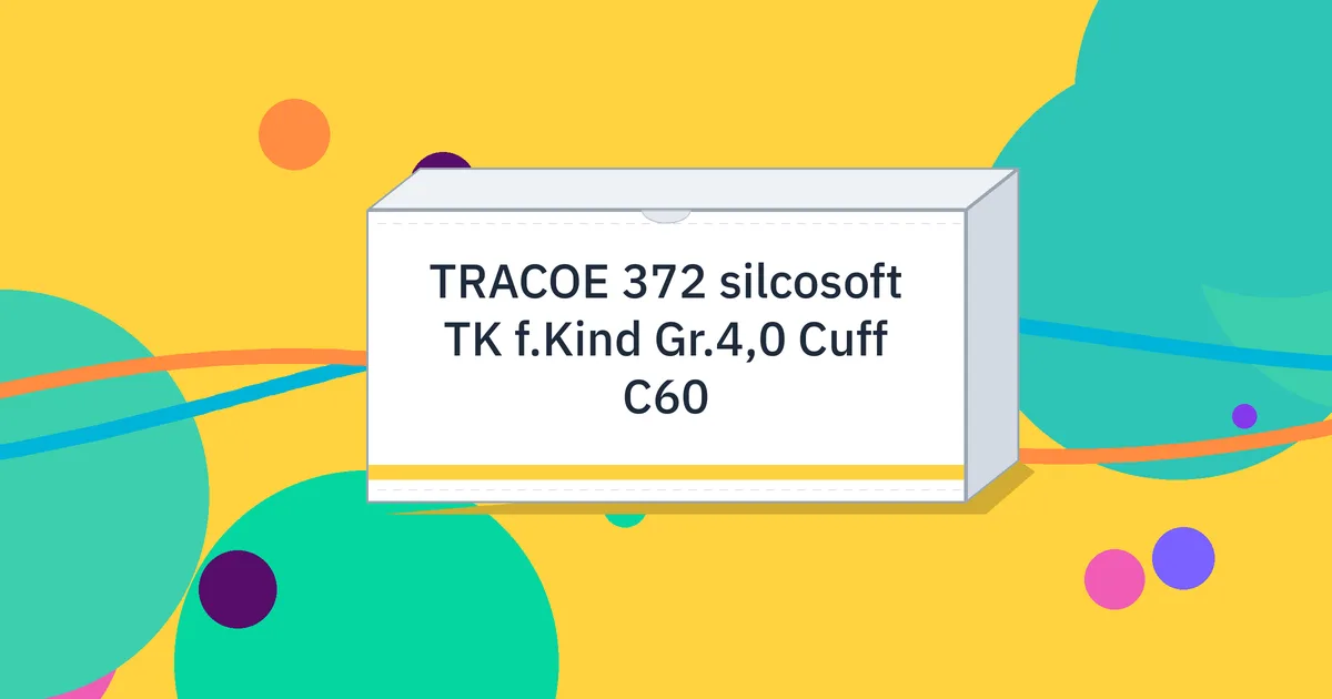 Symbolbild: Packung mit der Aufschrift TRACOE 372 silcosoft TK f.Kind Gr.4,0 Cuff C60 (PZN 14316379) – Verfügbarkeit und Bezug in Apotheken in Frankfurt am Main