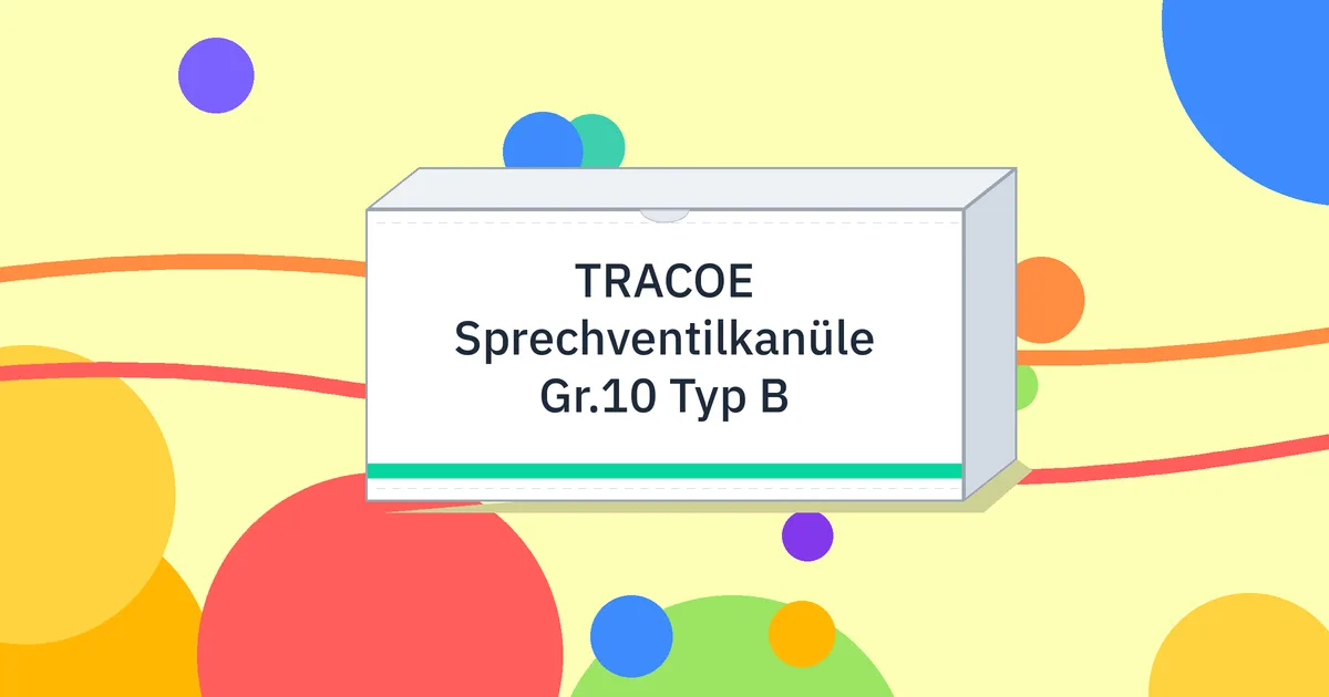 Symbolbild: Packung mit der Aufschrift TRACOE Sprechventilkanüle Gr.10 Typ B (PZN 07483533) – Verfügbarkeit und Bezug in Apotheken in Frankfurt am Main