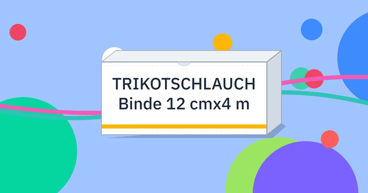 Symbolbild: Packung mit der Aufschrift TRIKOTSCHLAUCH Binde 12 cmx4 m (PZN 01048977) – Verfügbarkeit und Bezug in Apotheken in Frankfurt am Main