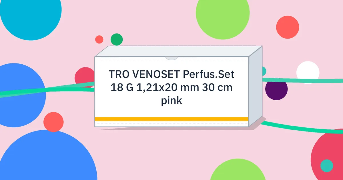Symbolbild: Packung mit der Aufschrift TRO VENOSET Perfus.Set 18 G 1,21x20 mm 30 cm pink (PZN 12366137) – Verfügbarkeit und Bezug in Apotheken in Frankfurt am Main