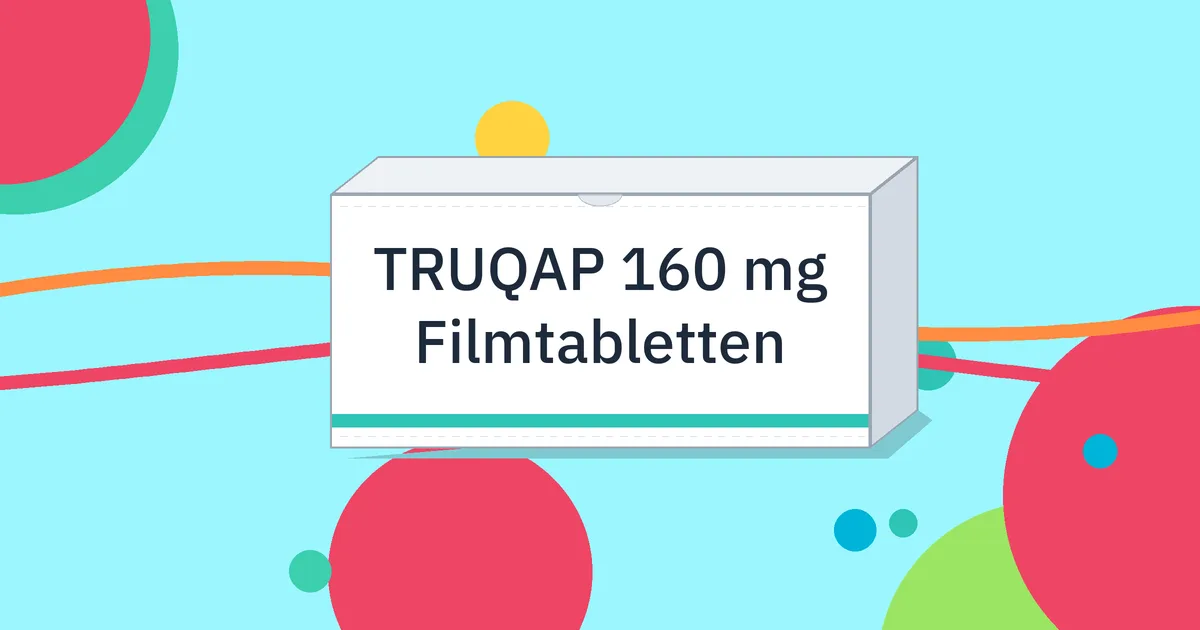 Symbolbild: Packung mit der Aufschrift TRUQAP 160 mg Filmtabletten (PZN 19283153) – Verfügbarkeit und Bezug in Apotheken in Frankfurt am Main