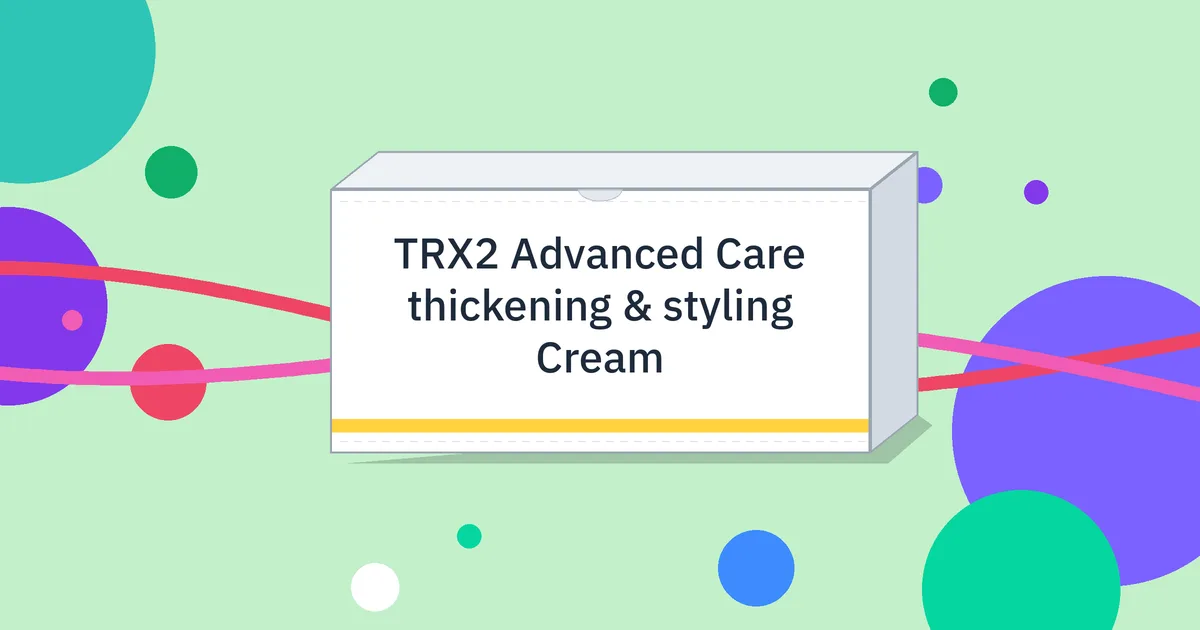 Symbolbild: Packung mit der Aufschrift TRX2 Advanced Care thickening & styling Cream (PZN 12672199) – Verfügbarkeit und Bezug in Apotheken in Frankfurt am Main