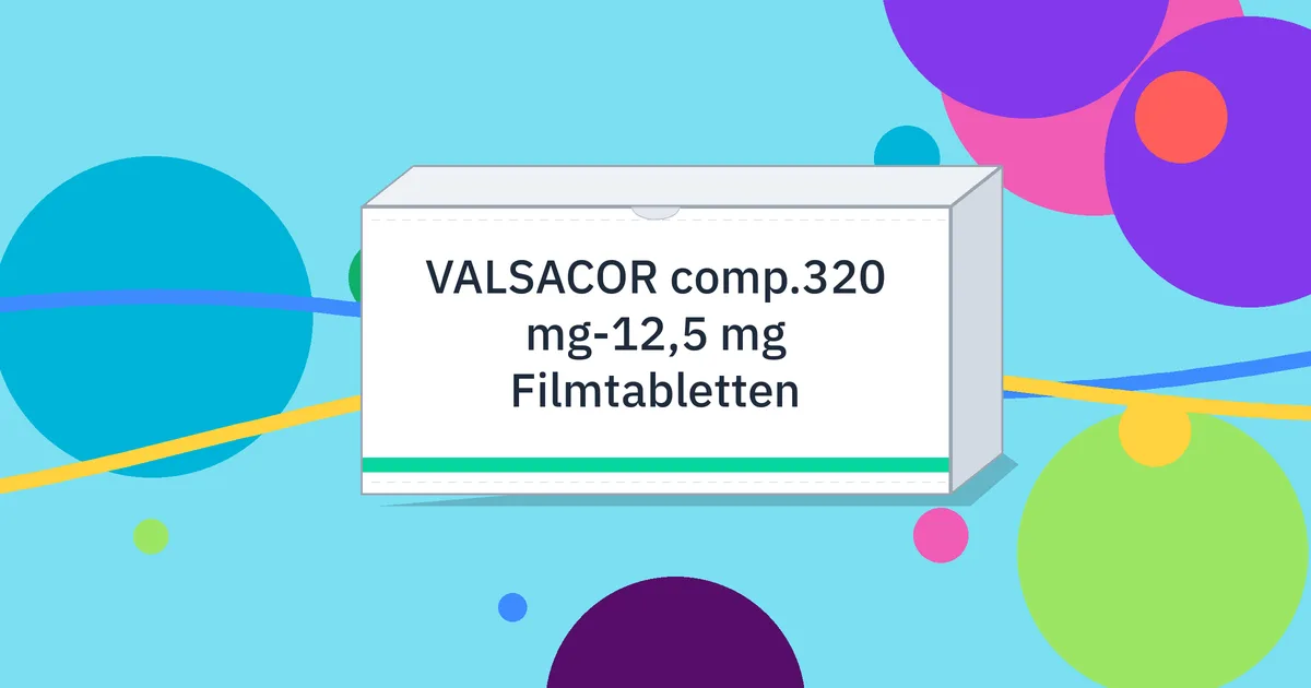 Symbolbild: Packung mit der Aufschrift VALSACOR comp.320 mg-12,5 mg Filmtabletten (PZN 08473436) – Verfügbarkeit und Bezug in Apotheken in Frankfurt am Main