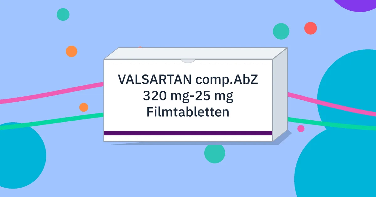 Symbolbild: Packung mit der Aufschrift VALSARTAN comp.AbZ 320 mg-25 mg Filmtabletten (PZN 07608816) – Verfügbarkeit und Bezug in Apotheken in Frankfurt am Main