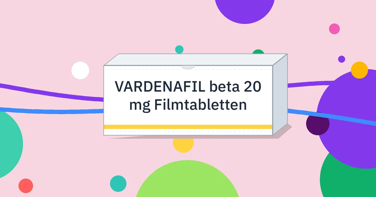 Symbolbild: Packung mit der Aufschrift VARDENAFIL beta 20 mg Filmtabletten (PZN 16358608) – Verfügbarkeit und Bezug in Apotheken in Frankfurt am Main