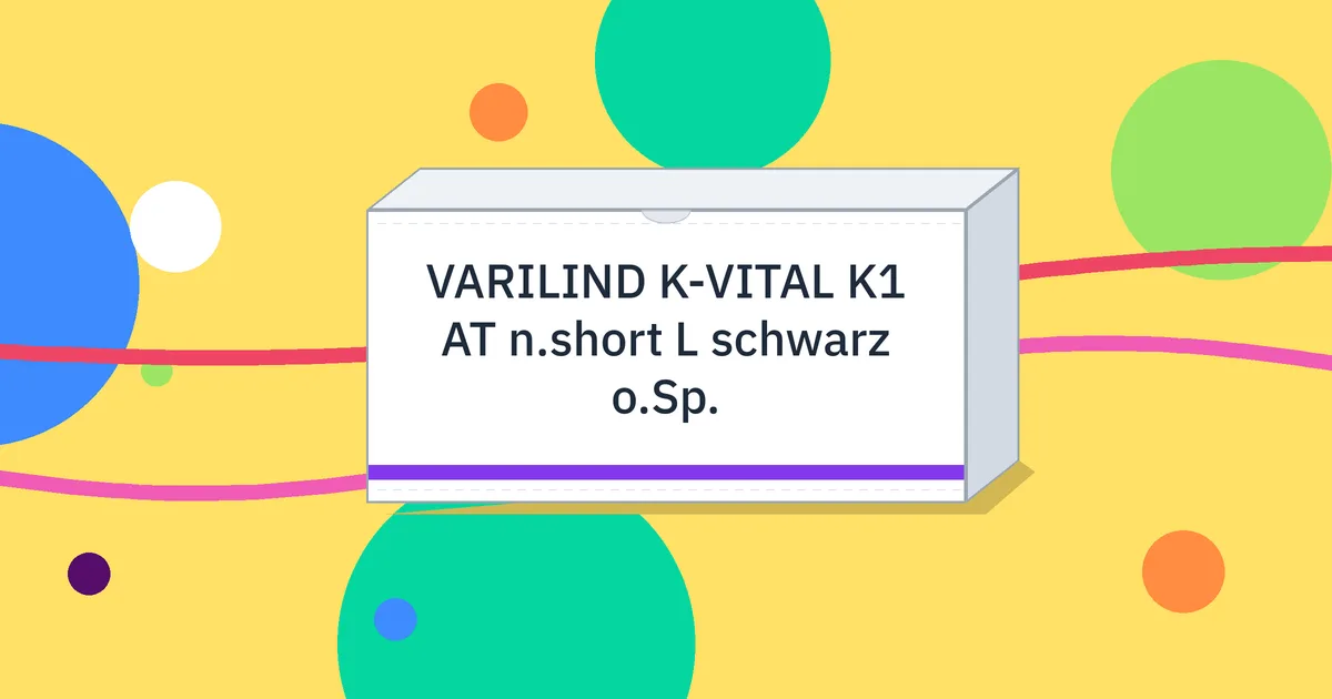 Symbolbild: Packung mit der Aufschrift VARILIND K-VITAL K1 AT n.short L schwarz o.Sp. (PZN 20560511) – Verfügbarkeit und Bezug in Apotheken in Frankfurt am Main