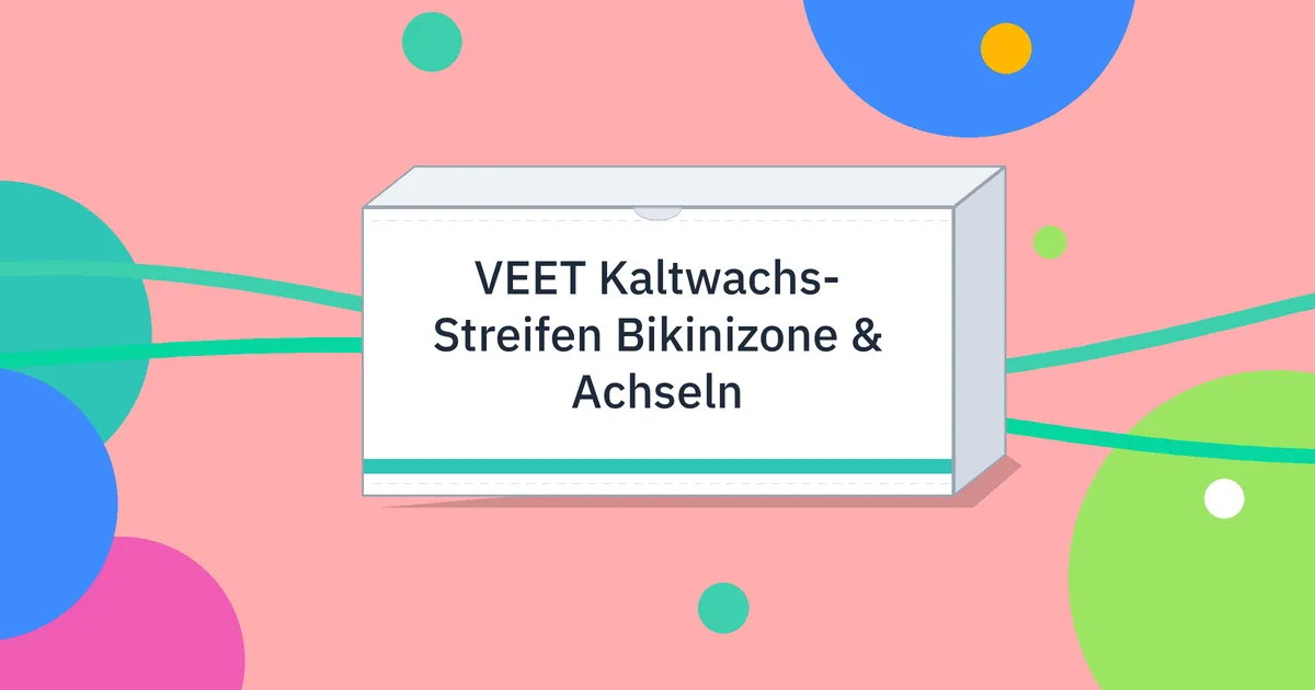 Symbolbild: Packung mit der Aufschrift VEET Kaltwachs-Streifen Bikinizone & Achseln (PZN 07768448) – Verfügbarkeit und Bezug in Apotheken in Frankfurt am Main