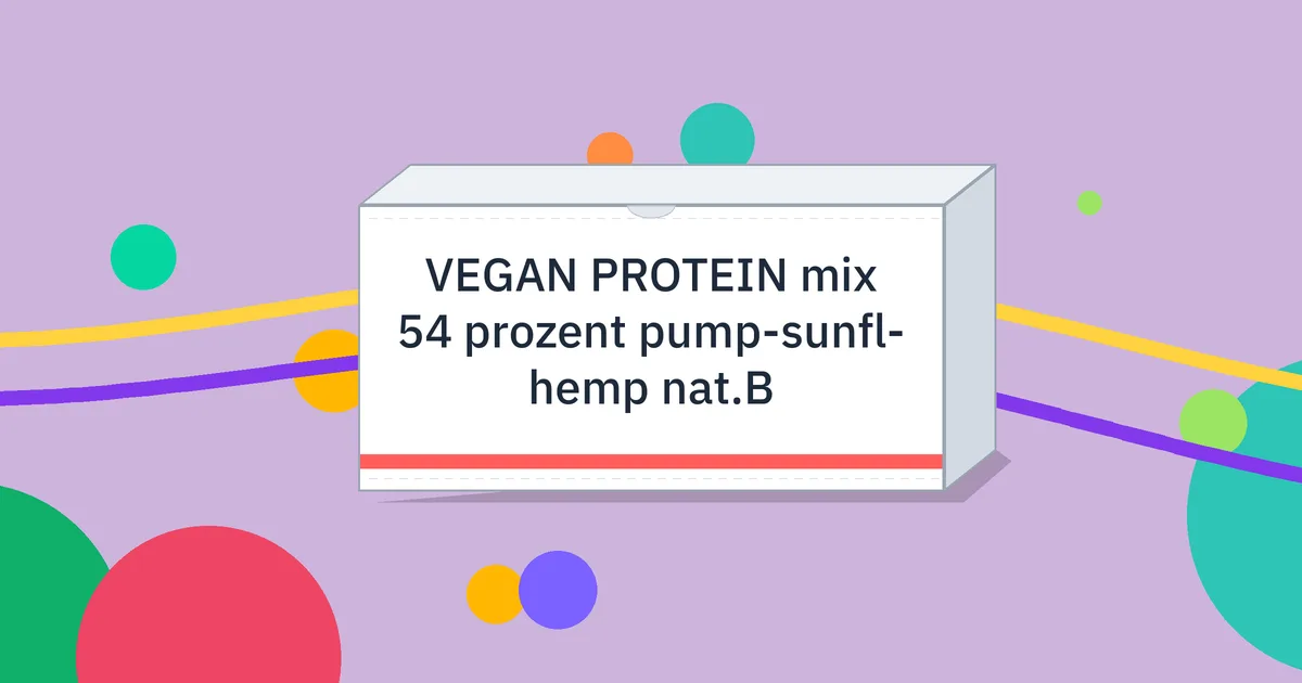 Symbolbild: Packung mit der Aufschrift VEGAN PROTEIN mix 54 prozent pump-sunfl-hemp nat.B (PZN 18411979) – Verfügbarkeit und Bezug in Apotheken in Frankfurt am Main