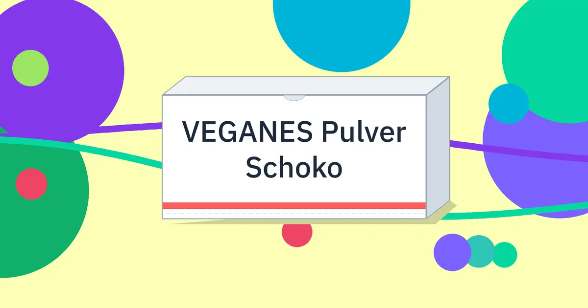 Symbolbild: Packung mit der Aufschrift VEGANES Pulver Schoko (PZN 19150707) – Verfügbarkeit und Bezug in Apotheken in Frankfurt am Main