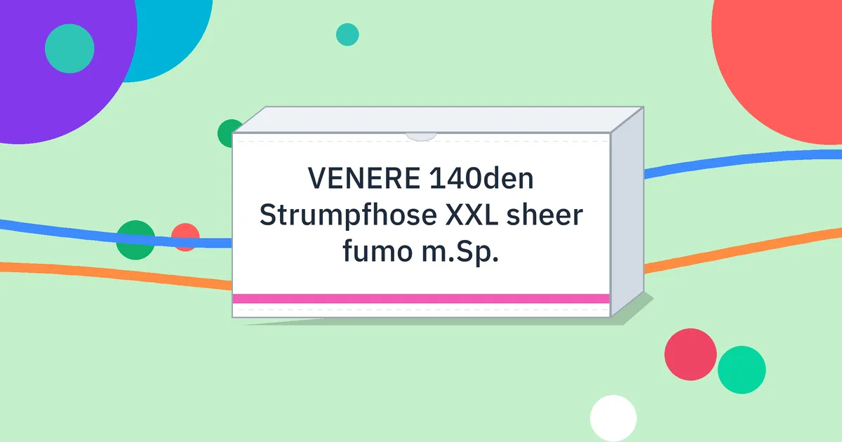 Symbolbild: Packung mit der Aufschrift VENERE 140den Strumpfhose XXL sheer fumo m.Sp. (PZN 16171258) – Verfügbarkeit und Bezug in Apotheken in Frankfurt am Main