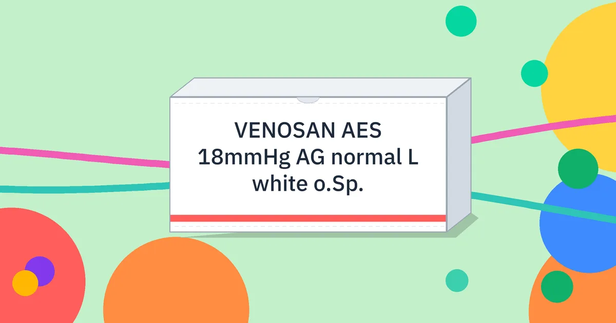 Symbolbild: Packung mit der Aufschrift VENOSAN AES 18mmHg AG normal L white o.Sp. (PZN 15323312) – Verfügbarkeit und Bezug in Apotheken in Frankfurt am Main