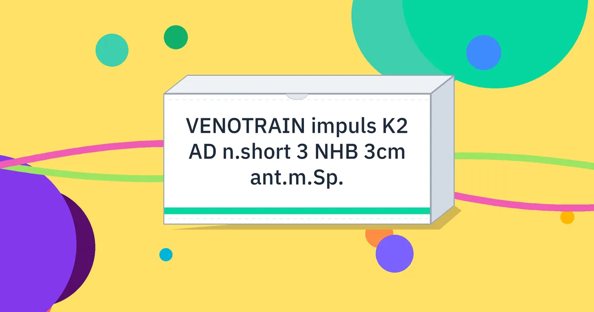 Symbolbild: Packung mit der Aufschrift VENOTRAIN impuls K2 AD n.short 3 NHB 3cm ant.m.Sp. (PZN 15224024) – Verfügbarkeit und Bezug in Apotheken in Frankfurt am Main