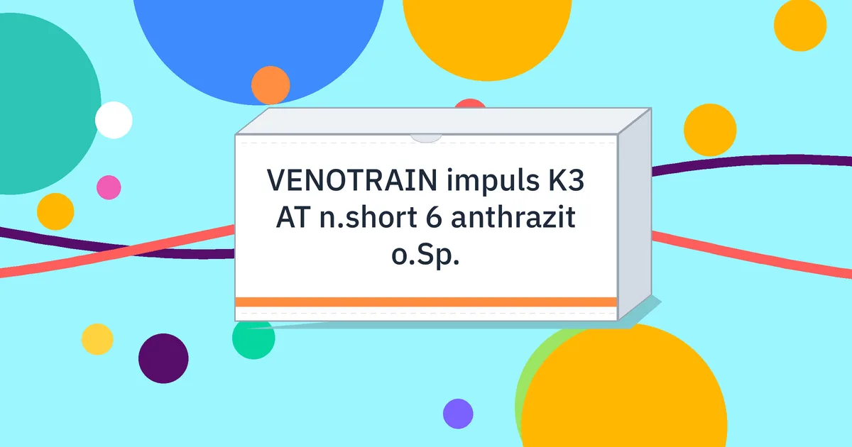 Symbolbild: Packung mit der Aufschrift VENOTRAIN impuls K3 AT n.short 6 anthrazit o.Sp. (PZN 19357035) – Verfügbarkeit und Bezug in Apotheken in Frankfurt am Main