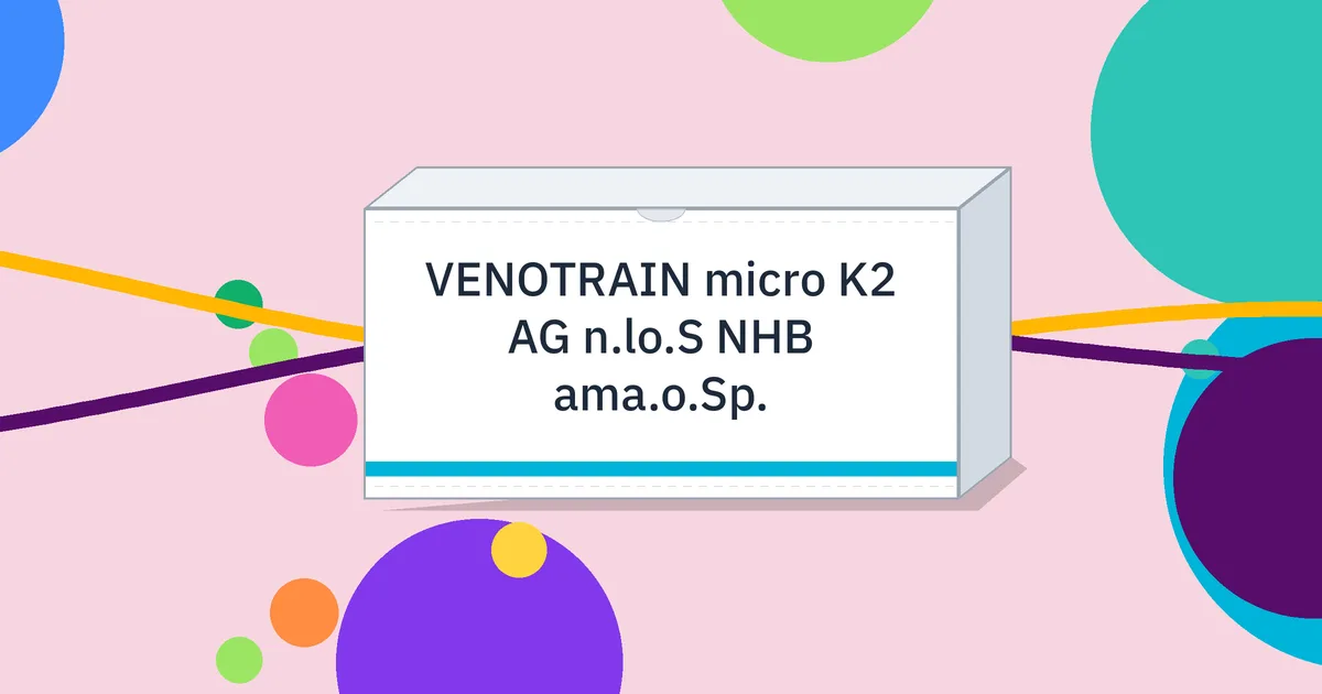 Symbolbild: Packung mit der Aufschrift VENOTRAIN micro K2 AG n.lo.S NHB ama.o.Sp. (PZN 05716826) – Verfügbarkeit und Bezug in Apotheken in Frankfurt am Main