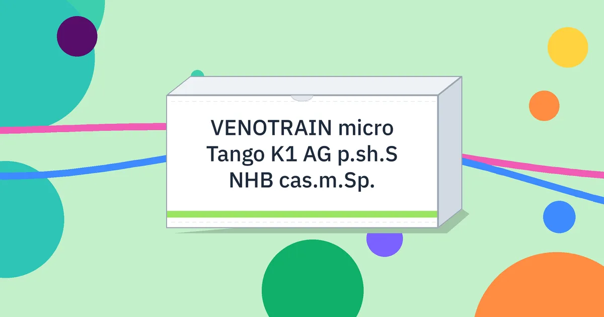Symbolbild: Packung mit der Aufschrift VENOTRAIN micro Tango K1 AG p.sh.S NHB cas.m.Sp. (PZN 20764797) – Verfügbarkeit und Bezug in Apotheken in Frankfurt am Main