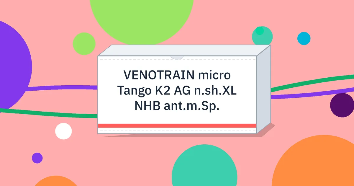 Symbolbild: Packung mit der Aufschrift VENOTRAIN micro Tango K2 AG n.sh.XL NHB ant.m.Sp. (PZN 17766290) – Verfügbarkeit und Bezug in Apotheken in Frankfurt am Main
