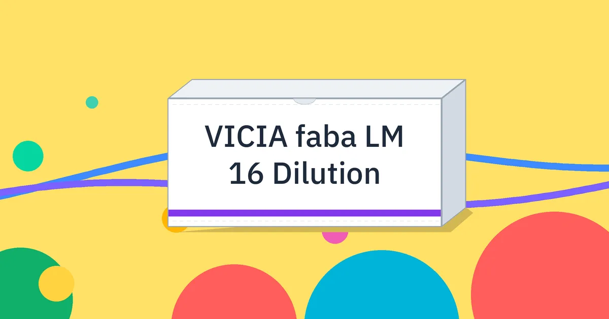 Symbolbild: Packung mit der Aufschrift VICIA faba LM 16 Dilution (PZN 13272823) – Verfügbarkeit und Bezug in Apotheken in Frankfurt am Main
