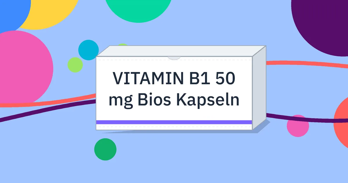 Symbolbild: Packung mit der Aufschrift VITAMIN B1 50 mg Bios Kapseln (PZN 16571644) – Verfügbarkeit und Bezug in Apotheken in Frankfurt am Main