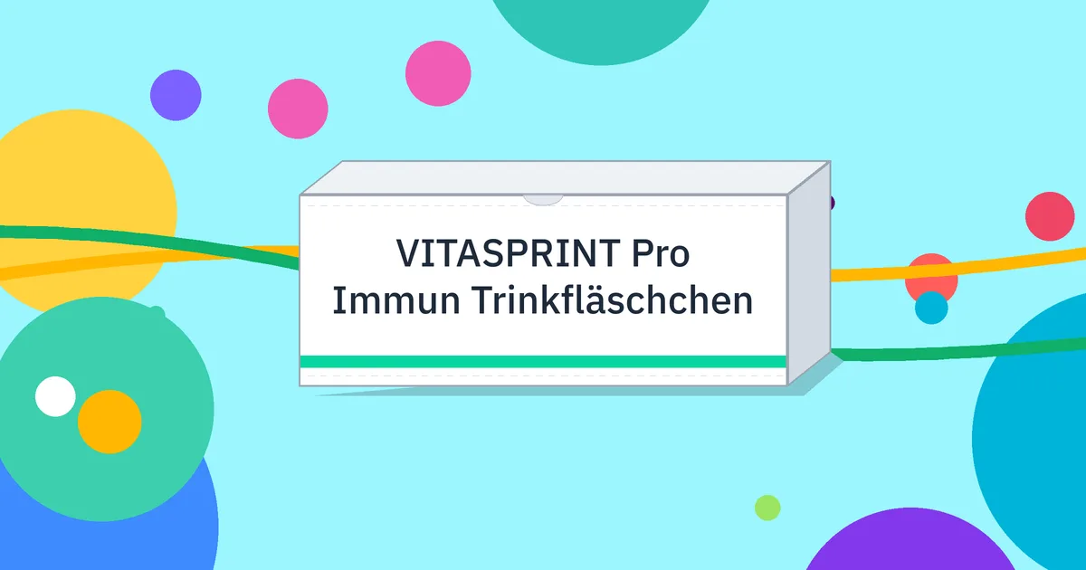 Symbolbild: Packung mit der Aufschrift VITASPRINT Pro Immun Trinkfläschchen (PZN 15406966) – Verfügbarkeit und Bezug in Apotheken in Frankfurt am Main