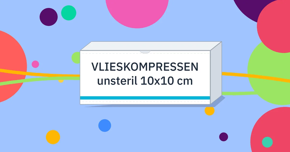 Symbolbild: Packung mit der Aufschrift VLIESKOMPRESSEN unsteril 10x10 cm (PZN 08889421) – Verfügbarkeit und Bezug in Apotheken in Frankfurt am Main