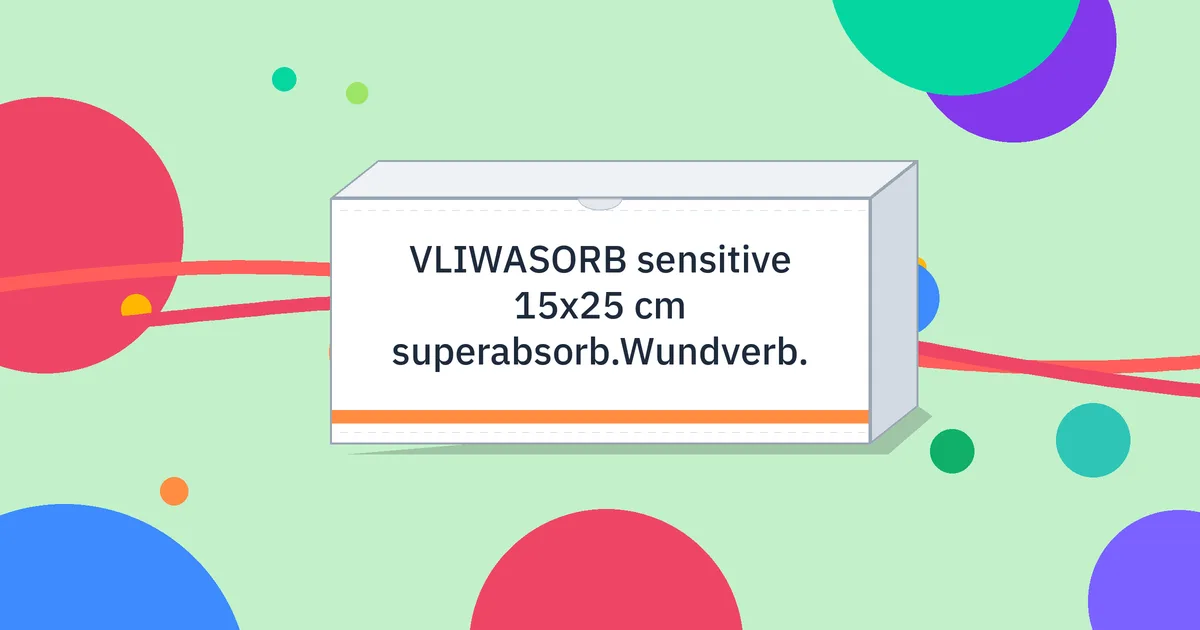Symbolbild: Packung mit der Aufschrift VLIWASORB sensitive 15x25 cm superabsorb.Wundverb. (PZN 17902008) – Verfügbarkeit und Bezug in Apotheken in Frankfurt am Main