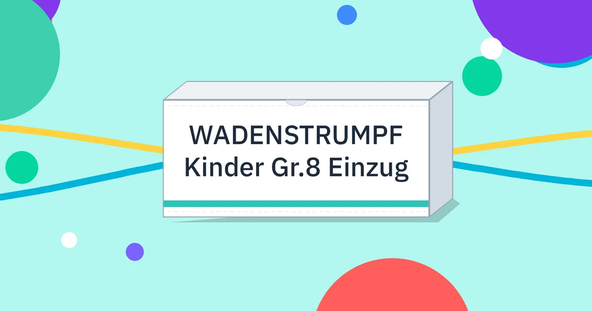 Symbolbild: Packung mit der Aufschrift WADENSTRUMPF Kinder Gr.8 Einzug (PZN 01738558) – Verfügbarkeit und Bezug in Apotheken in Frankfurt am Main