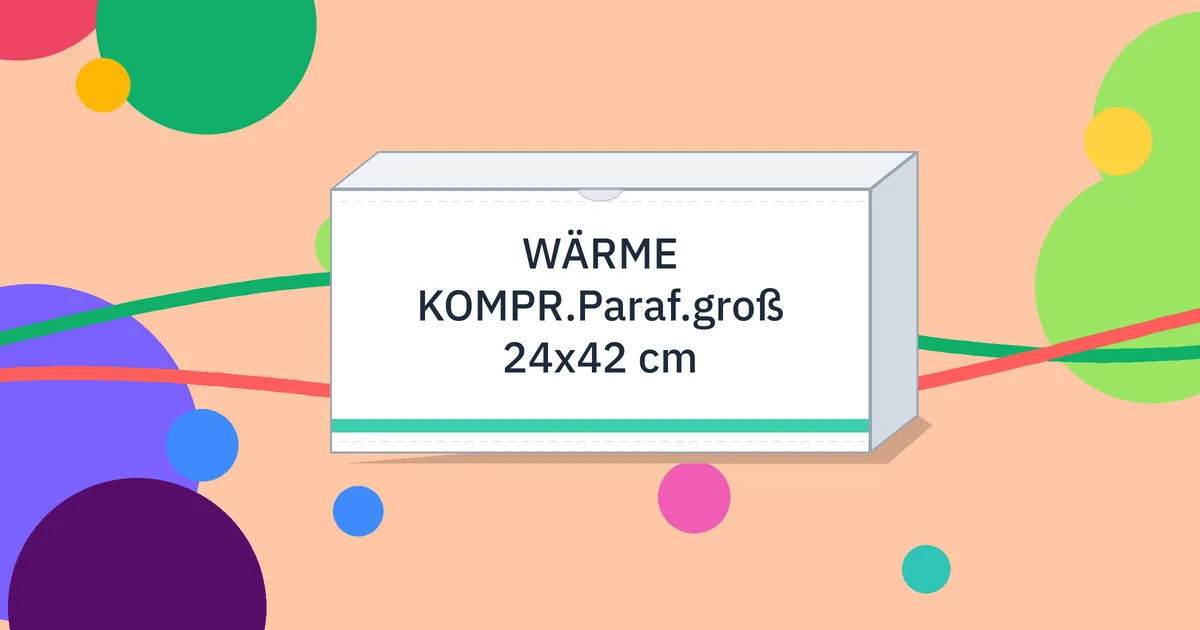 Symbolbild: Packung mit der Aufschrift WÄRME KOMPR.Paraf.groß 24x42 cm (PZN 02445427) – Verfügbarkeit und Bezug in Apotheken in Frankfurt am Main