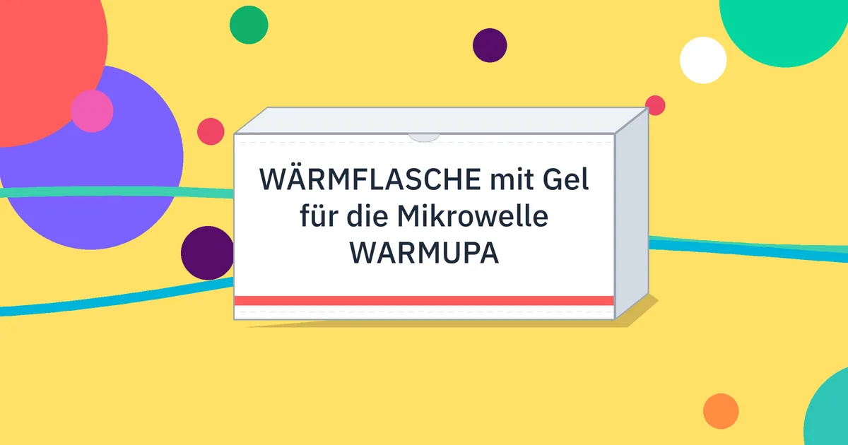 Symbolbild: Packung mit der Aufschrift WÄRMFLASCHE mit Gel für die Mikrowelle WARMUPA (PZN 20417038) – Verfügbarkeit und Bezug in Apotheken in Frankfurt am Main