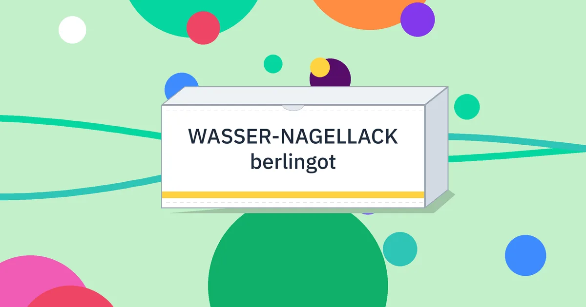 Symbolbild: Packung mit der Aufschrift WASSER-NAGELLACK berlingot (PZN 19067573) – Verfügbarkeit und Bezug in Apotheken in Frankfurt am Main