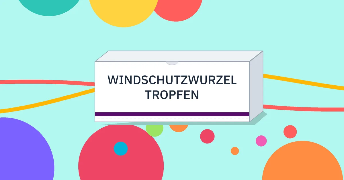 Symbolbild: Packung mit der Aufschrift WINDSCHUTZWURZEL TROPFEN (PZN 14283007) – Verfügbarkeit und Bezug in Apotheken in Frankfurt am Main
