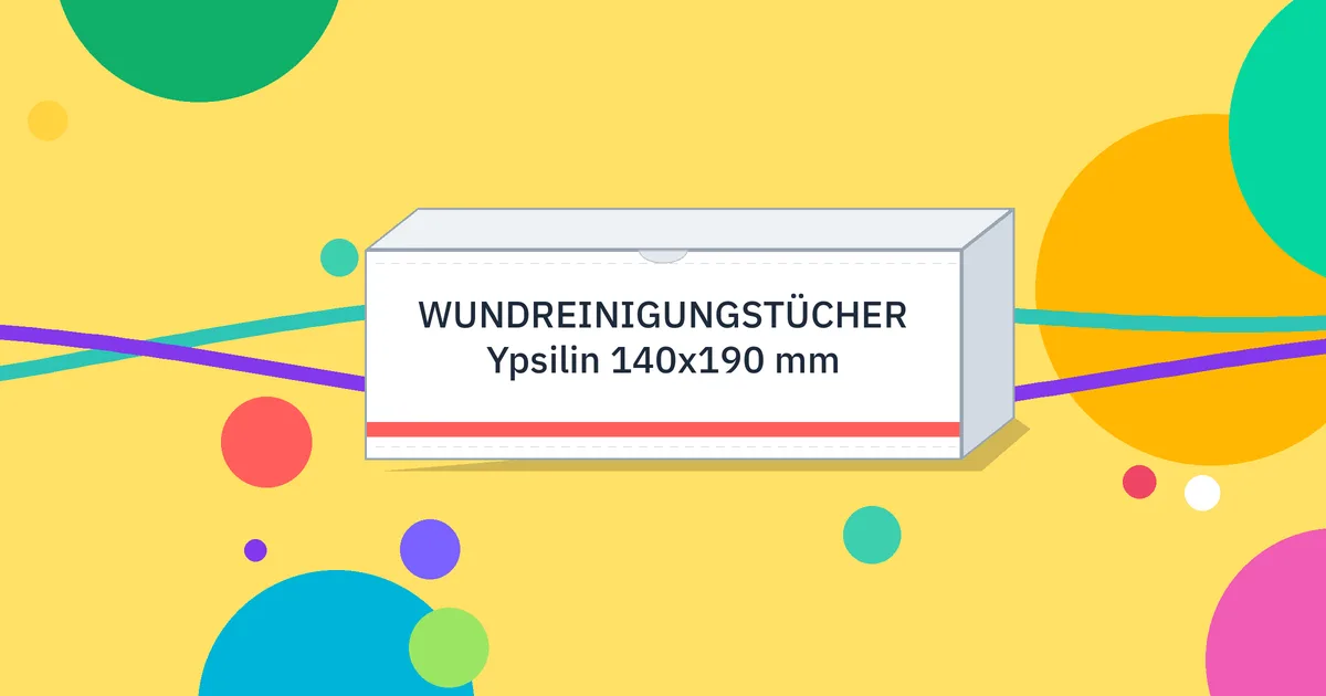 Symbolbild: Packung mit der Aufschrift WUNDREINIGUNGSTÜCHER Ypsilin 140x190 mm (PZN 07373129) – Verfügbarkeit und Bezug in Apotheken in Frankfurt am Main